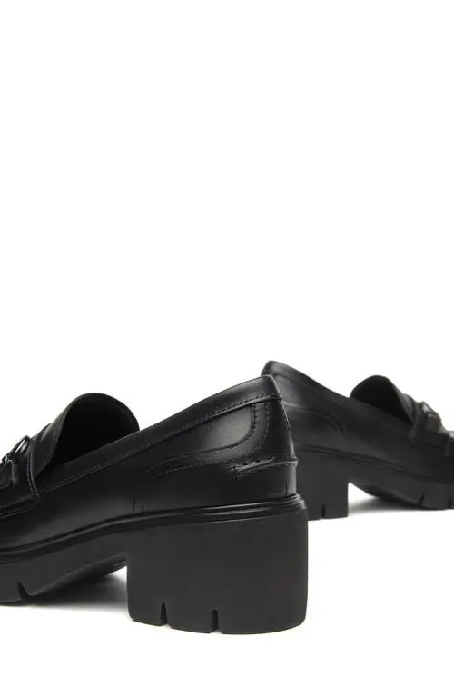 NEROGIARDINI Lug Sole Loafer With Polished Bit Hardware - Black