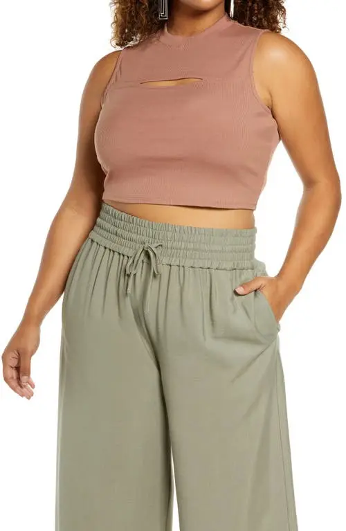OPEN EDIT Cutout Crop Tank Top
