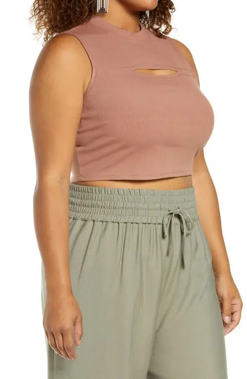 OPEN EDIT Cutout Crop Tank Top