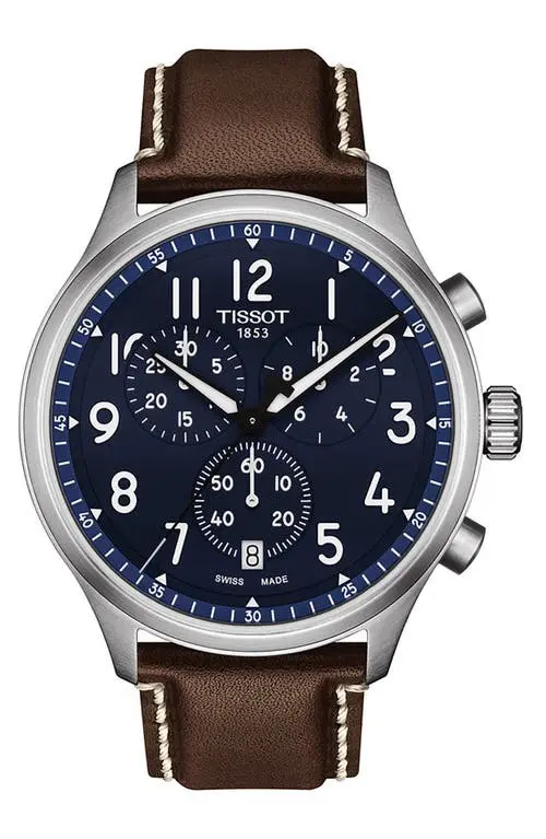 TISSOT Chrono Xl Chronograph Leather Strap Watch - Blue