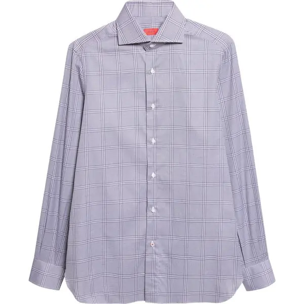 Isaia Sartorial Glencheck Button-up Shirt - Grey 01