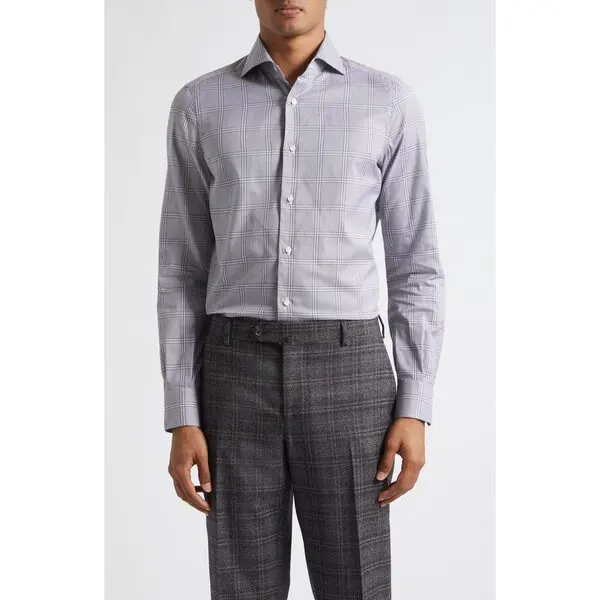 Isaia Sartorial Glencheck Button-up Shirt