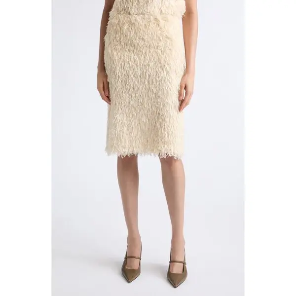 TOTEME Feathered Jersey Midi Skirt - Eggshell