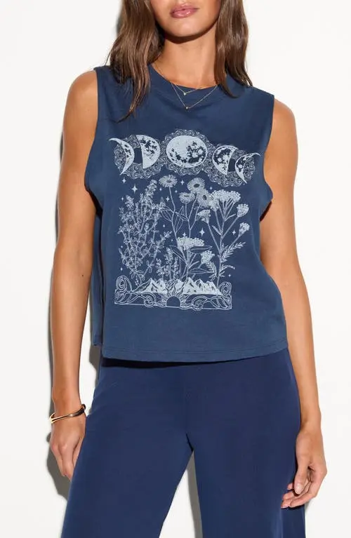 Spiritual Gangster Rewilding Vibe Graphic Tank - Indigo