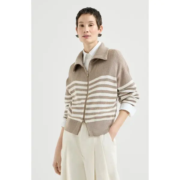 Brunello Cucinelli Sparkling Cotton Cardigan - Beige