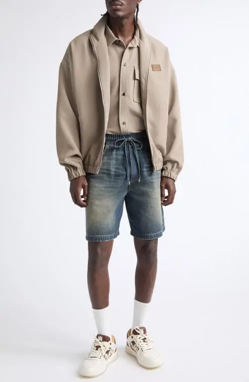 Amiri 3d Logo Drawstring Denim Shorts - Sandstone