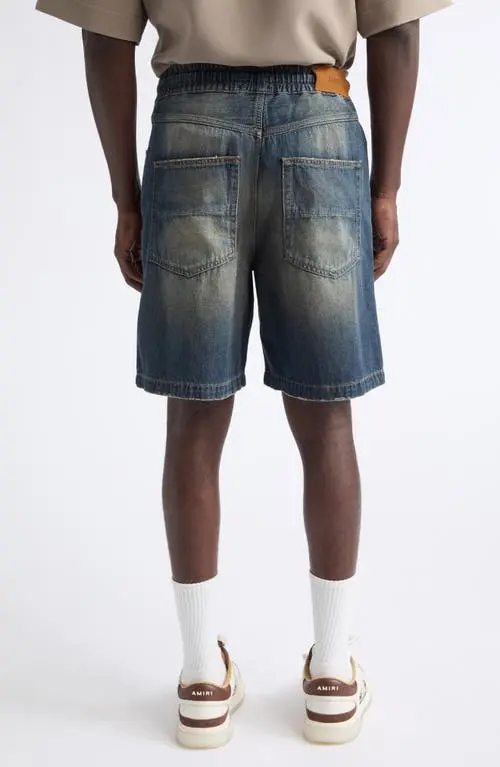Amiri 3d Logo Drawstring Denim Shorts - Sandstone