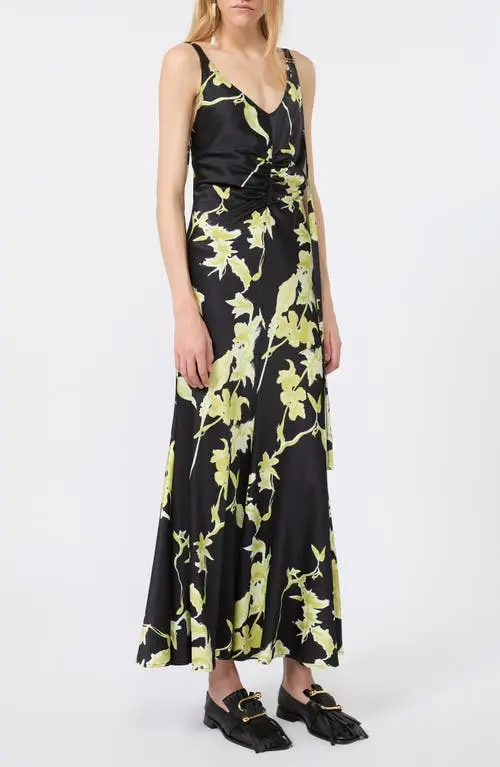 Sportmax Floral Stretch Satin Maxi Dress