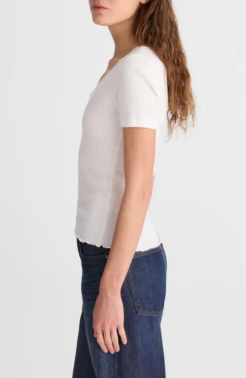 Madewell Lace Trim V-neck Rib Top - Winter White