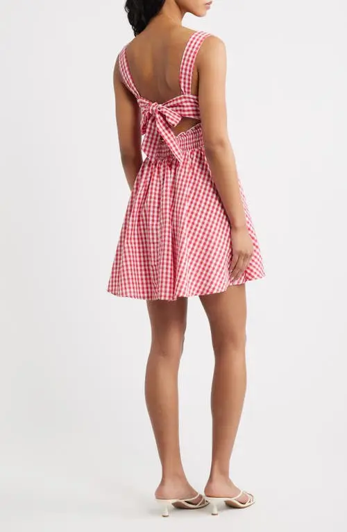 PETAL & PUP Gingham Smocked Waist Mini Dress