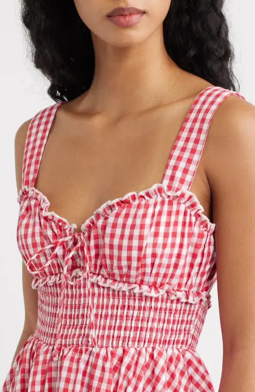 PETAL & PUP Gingham Smocked Waist Mini Dress