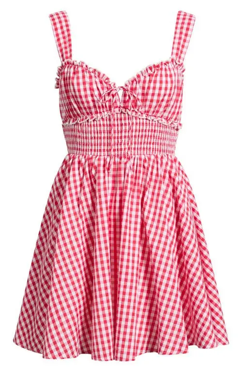 PETAL & PUP Gingham Smocked Waist Mini Dress