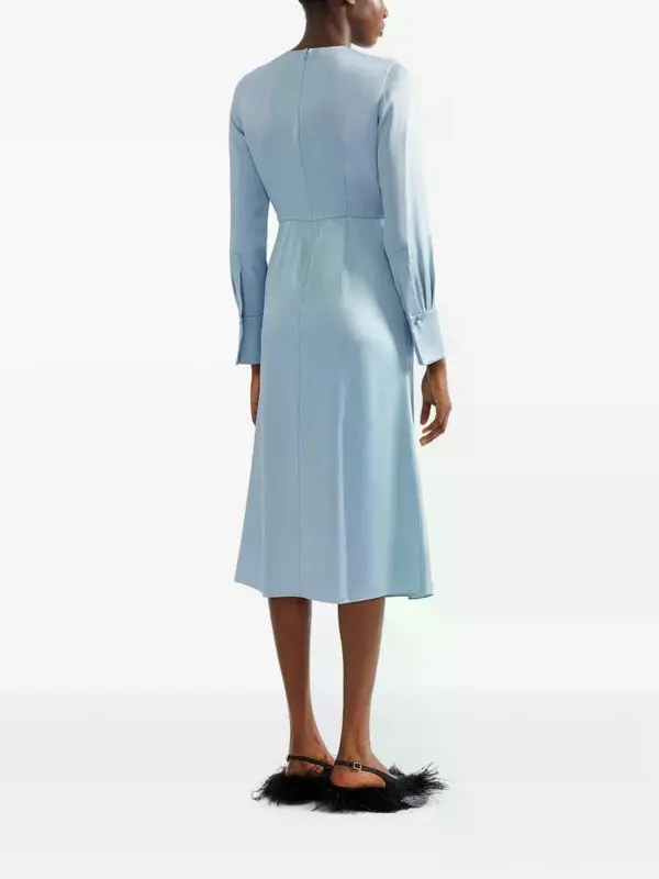 Erdem Embroidered Draped Midi Dress - Blue