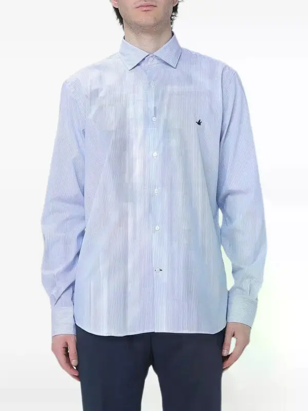 BROOKSFIELD Striped Logo-embroidered Shirt