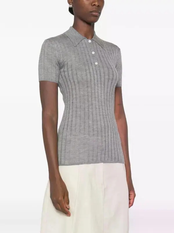 TOTEME Ribbed Knit Short Sleeve Polo