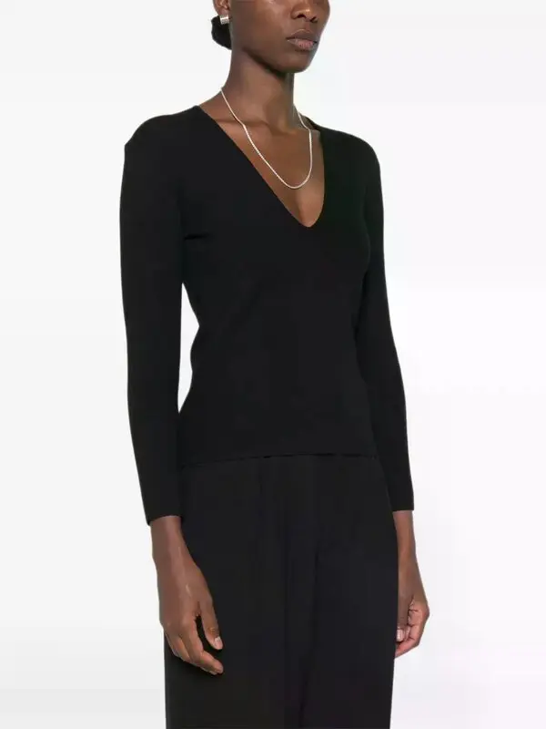 TOTEME V-neck Ribbed Sweater - Black