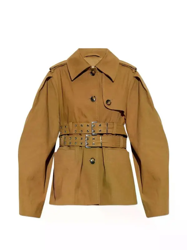 GANNI Double-belted Pleated-sleeve Coat