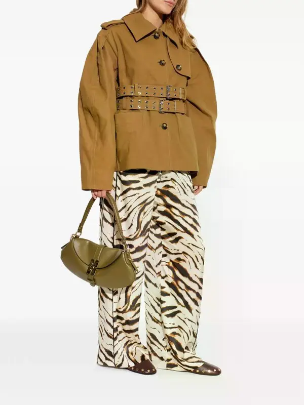 GANNI Double-belted Pleated-sleeve Coat