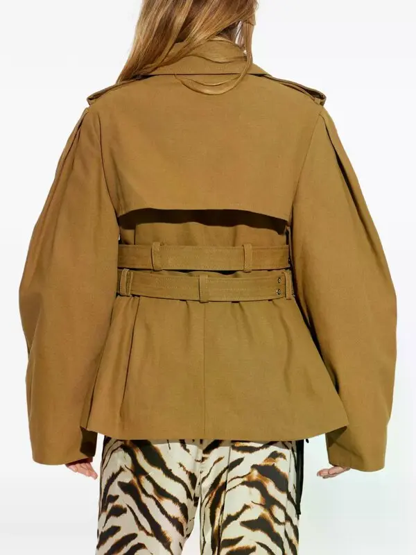 GANNI Double-belted Pleated-sleeve Coat