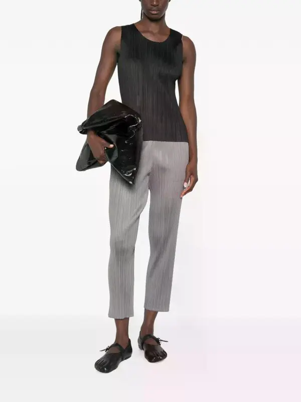 Issey Miyake Cropped Trousers With Pleated Design