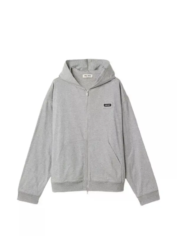 Miu Miu Logo Patch Zip-up Hoodie