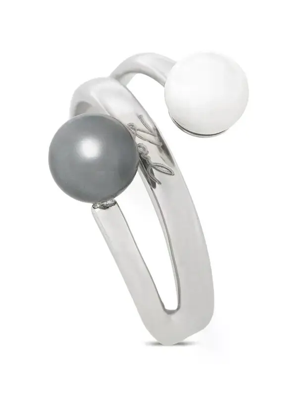 Karl Lagerfeld Faux-pearl Open Band Ring - Silver