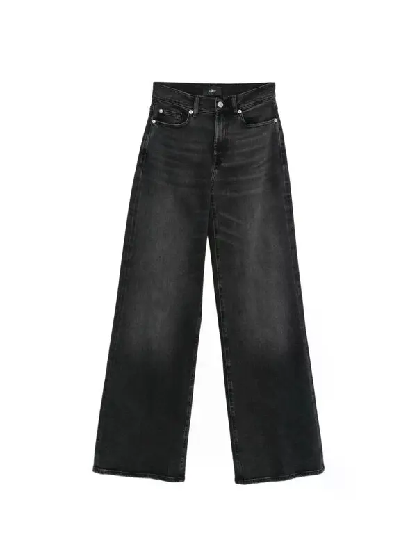 7 For All Mankind Lotta Faded-effect Wide-leg Jeans - Grey