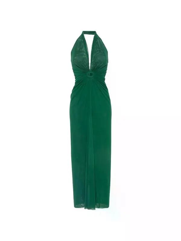 FISICO Ruched Halterneck Maxi Dress - Green