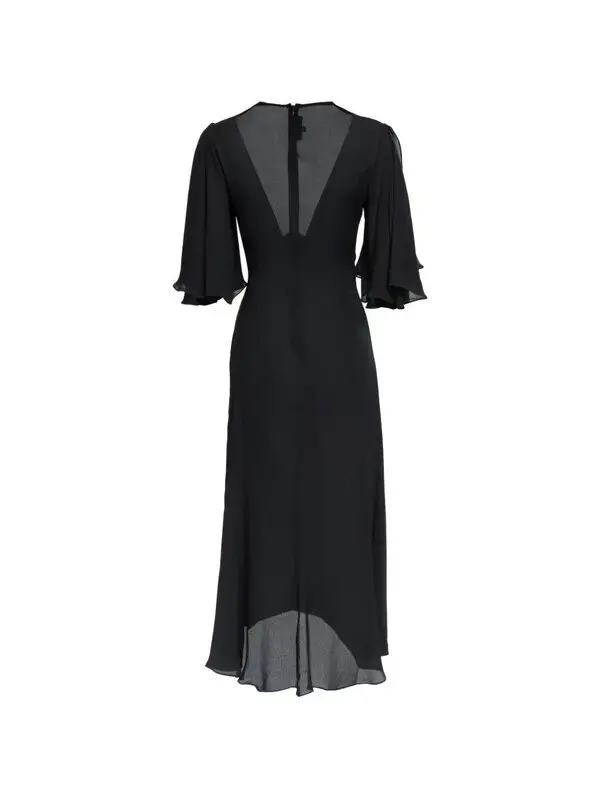 Elie Saab Gathered Silk V-neck Dress