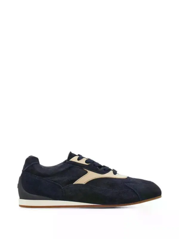 FERRAGAMO Suede Low Top Sneakers With Gancini Detail