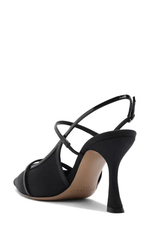 ALEXANDRE BIRMAN Tita Moiré Pointed Toe Slingback Pump - Black