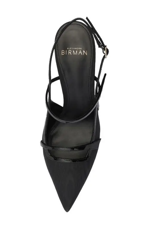 ALEXANDRE BIRMAN Tita Moiré Pointed Toe Slingback Pump - Black