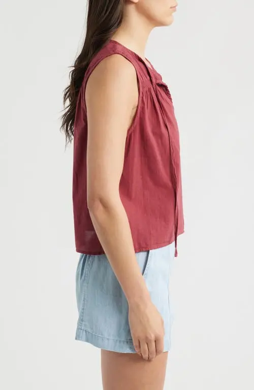 Bella Dahl Lace Trim Tie Neck Sleeveless Top
