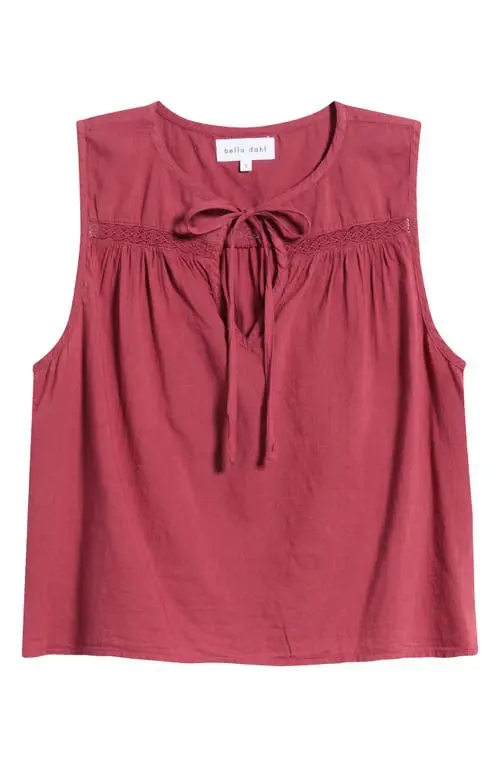 Bella Dahl Lace Trim Tie Neck Sleeveless Top