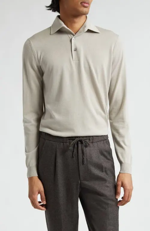 Thom Sweeney Merino Wool Polo Sweater - Stone
