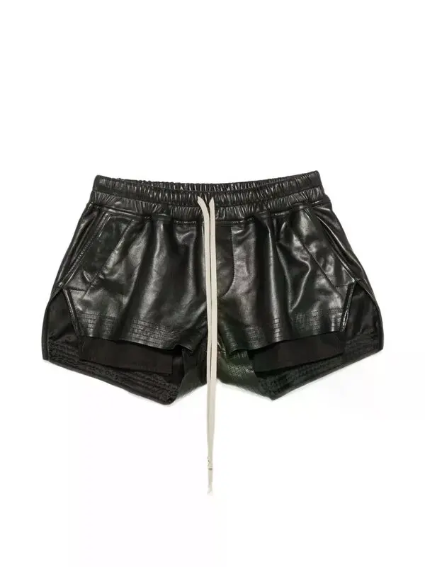 Rick Owens Fog Leather Drawstring Shorts