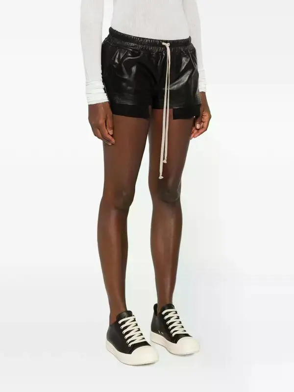 Rick Owens Fog Leather Drawstring Shorts
