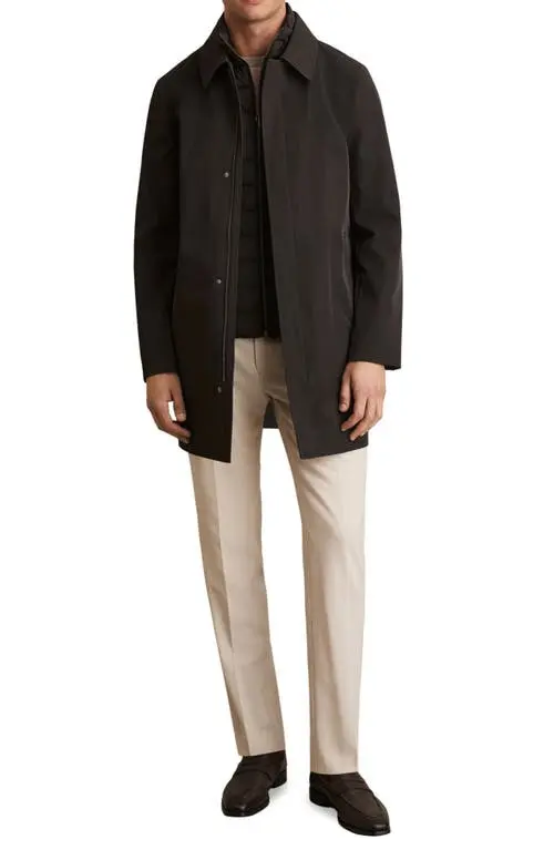 REISS Logan Water Resistant Overcoat With Removable Funnel Neck Insert