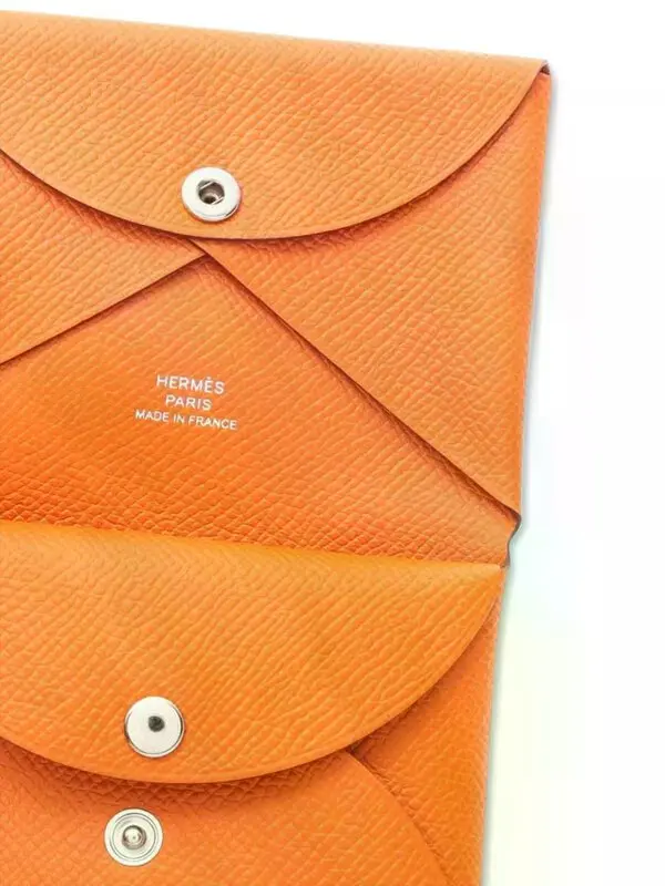 Hermès 2024 Calviduo Leather Coin Purse - Orange