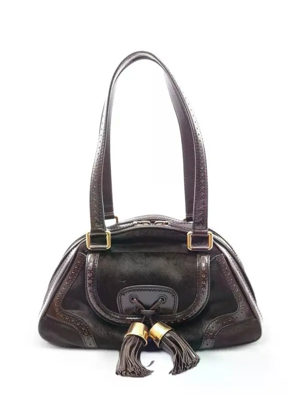 Celine 2000s Perforated Trim Shoulder Bag