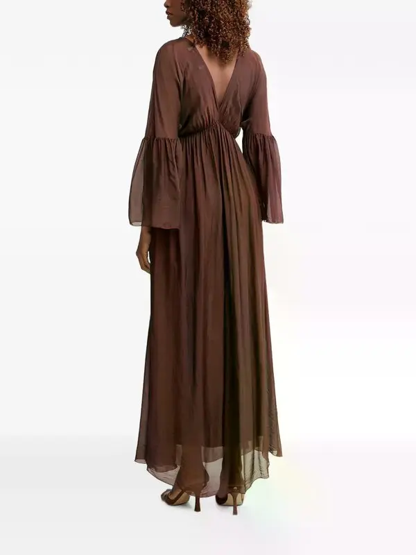 HAVEONE V-neck Maxi Dress With Flared Sleeves