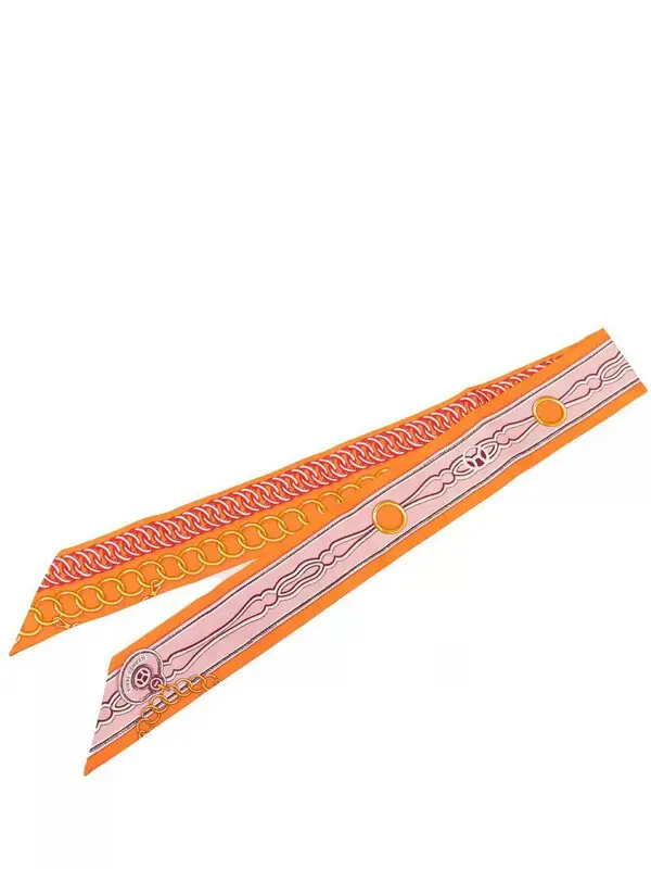 Hermès 2000-2026 Maillons Silk Twilly Scarf Scarves - Orange