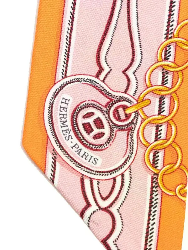 Hermès 2000-2026 Maillons Silk Twilly Scarf Scarves - Orange
