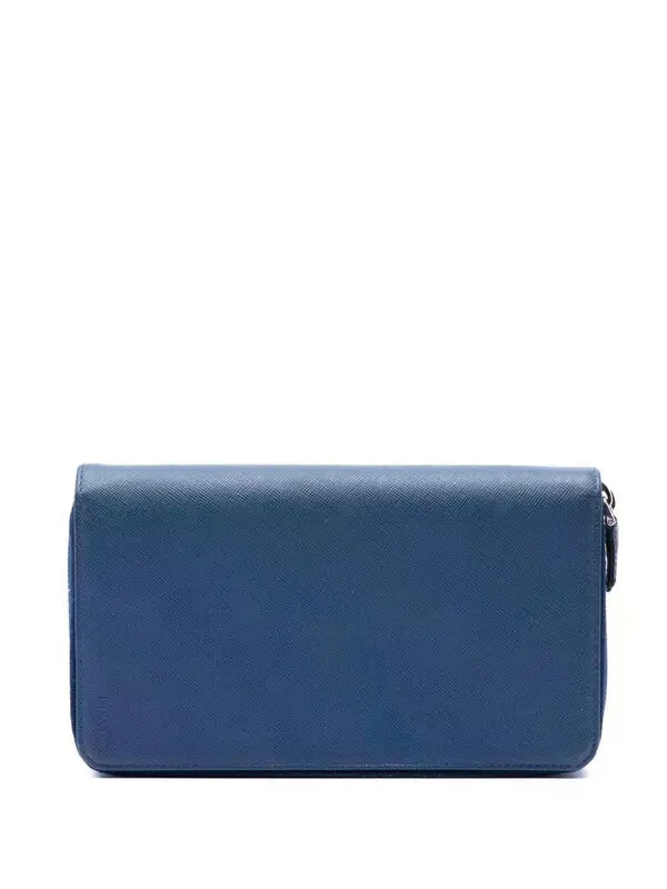 Prada 2010-2026 Saffiano Double Zip Wallet Long Wallets - Blue