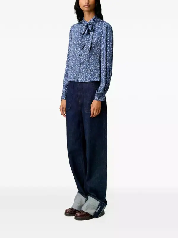 Claudie Pierlot Printed Pussy-bow Shirt
