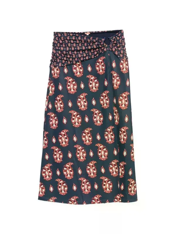 Johanna Ortiz Paisley Pattern Midi Skirt - Blue
