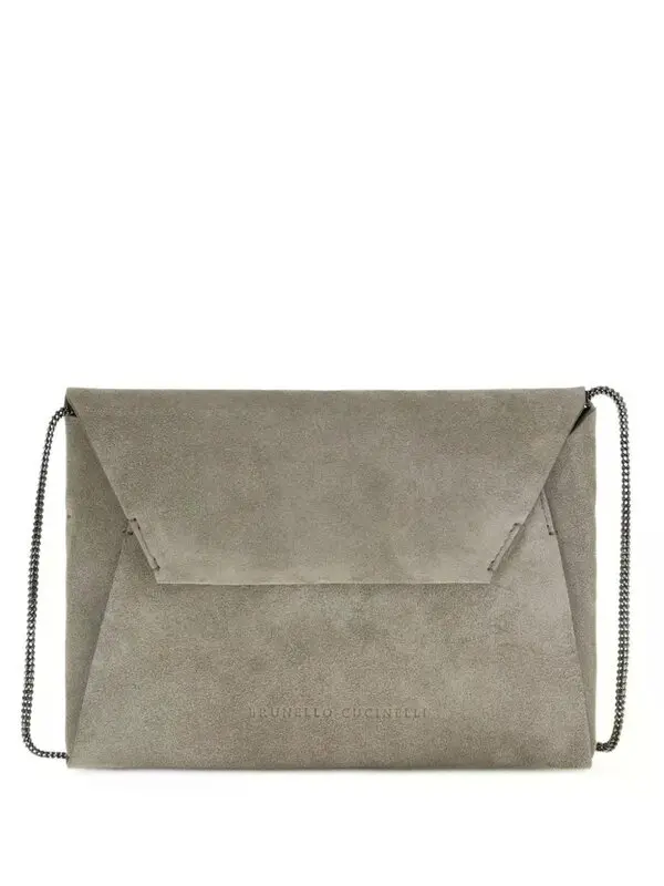 Brunello Cucinelli Suede Shoulder Bag - Grey