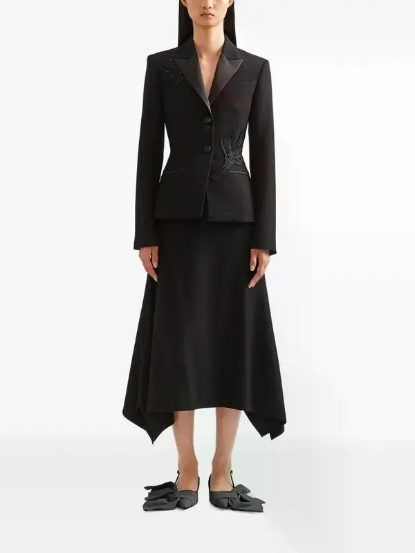 Erdem Side-draped Wool Midi Skirt