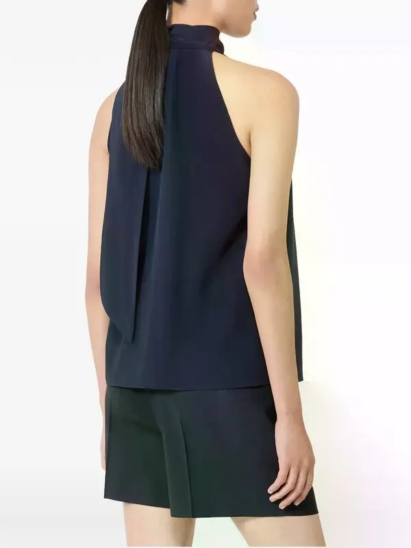 Max Mara Pleated Silk Top - Blue