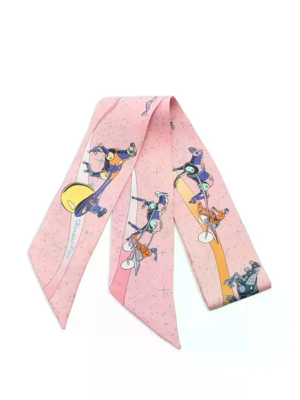 Hermès 2010s Space Derby Twilly Scarf - Pink